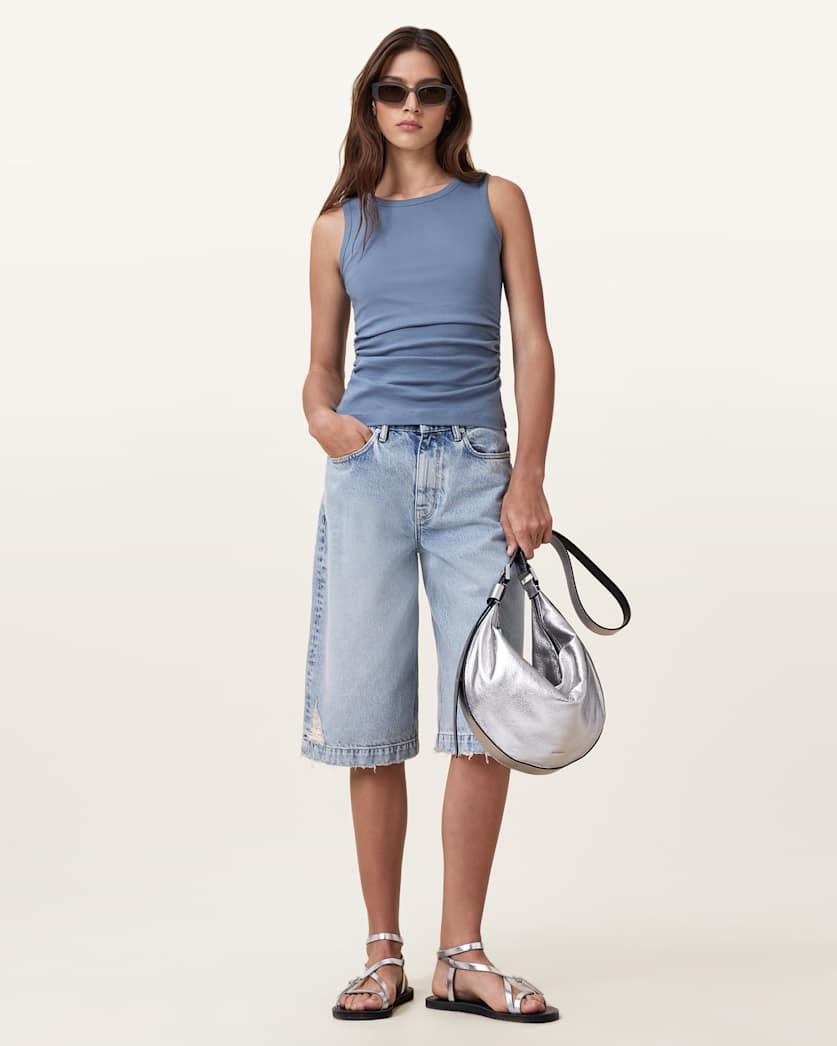 Katarina Boat Neck Slim Fit Tank Top FLINT STONE BLUE | ALLSAINTS